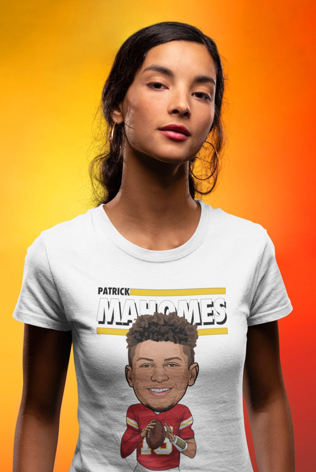 Patrick Mahomes Graphic Toon Kansas City Chiefs Football White Tee ...