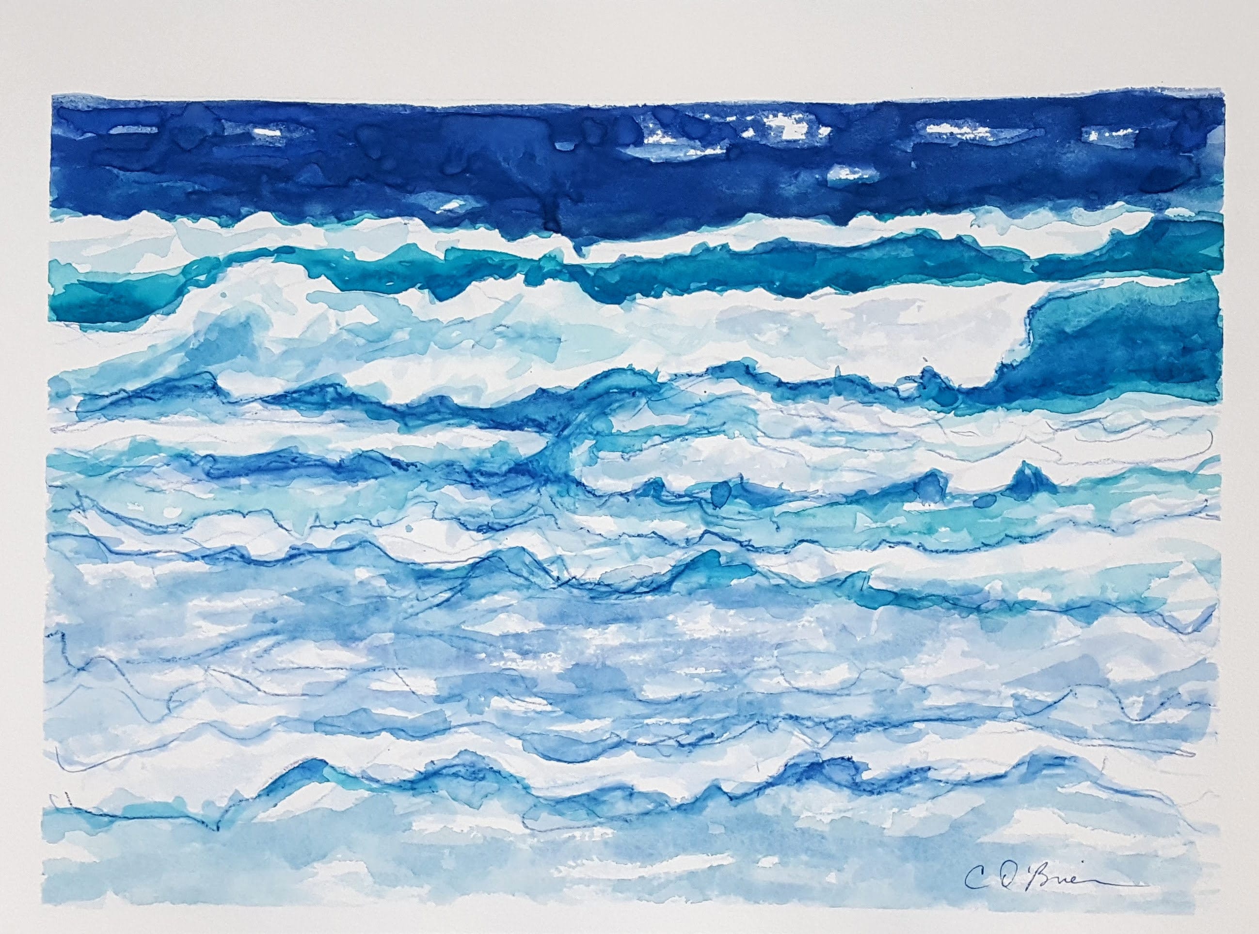 Original acuarela pintura paisaje marino, pintura de acuarela del ...