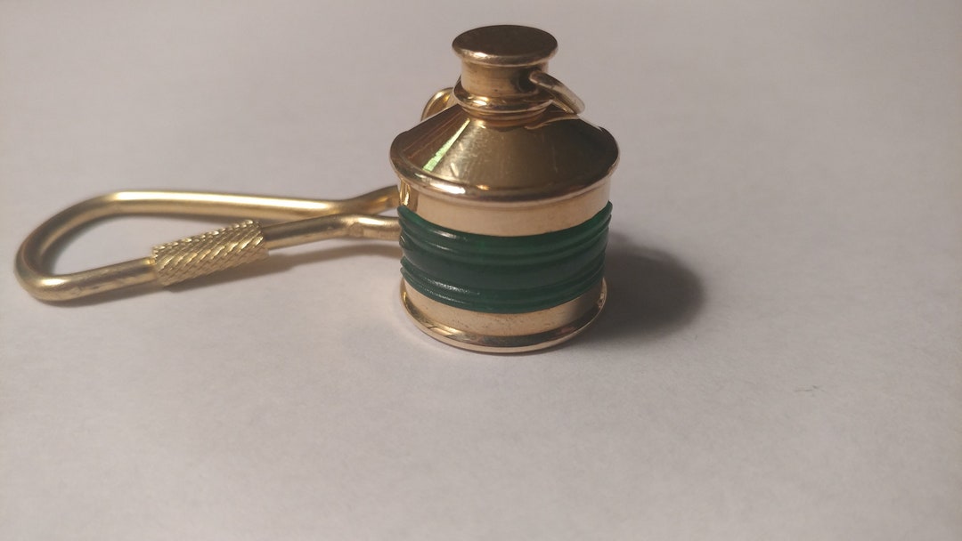 Vintage 1980's Brass Green Lanterns Nautical Keychains - Etsy