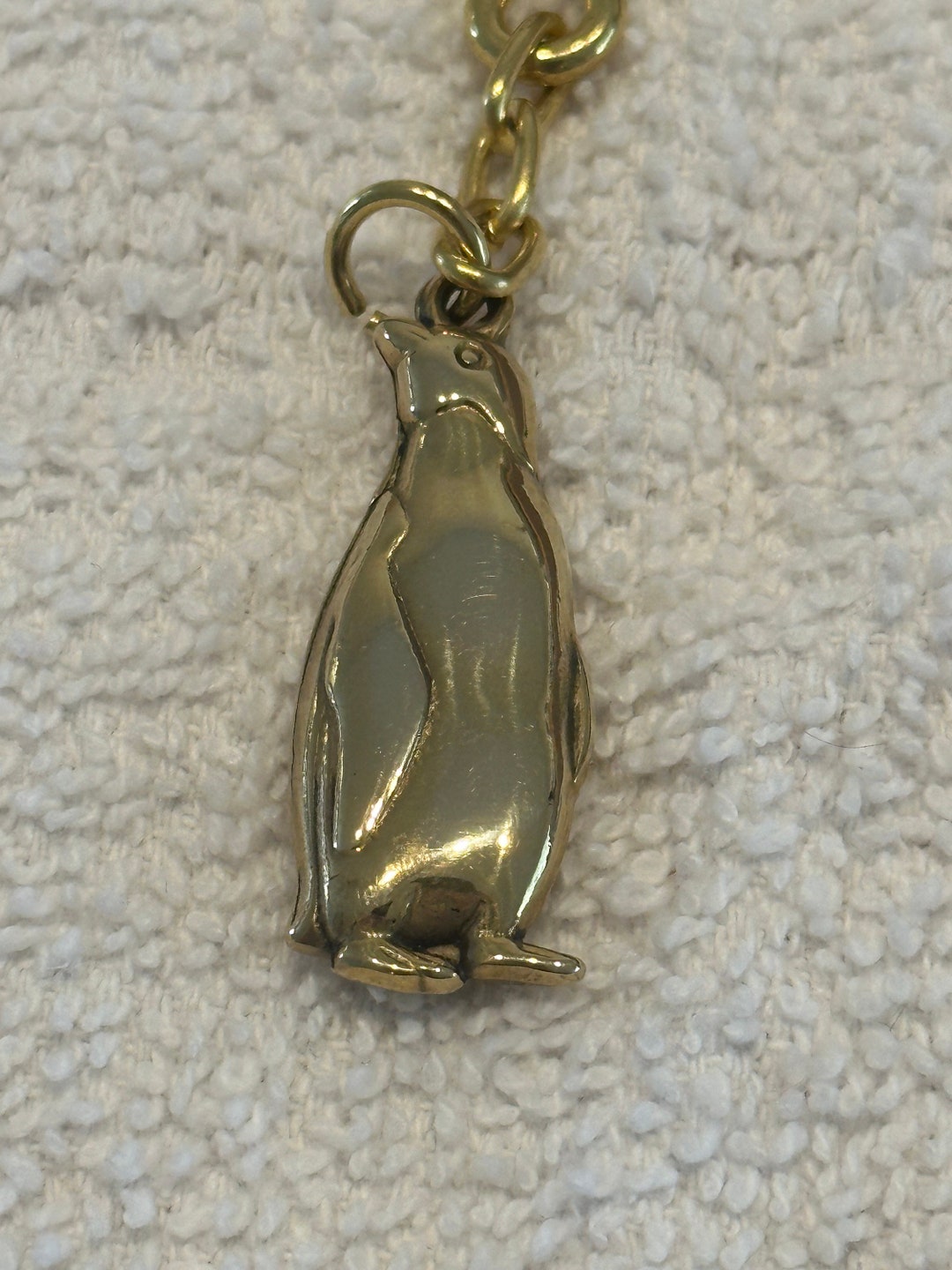 Vintage 1980's Brass Penguin Keychain - Etsy