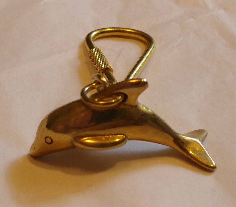 Vintage 1980's Brass Dolphin Nautical Keychain - Etsy
