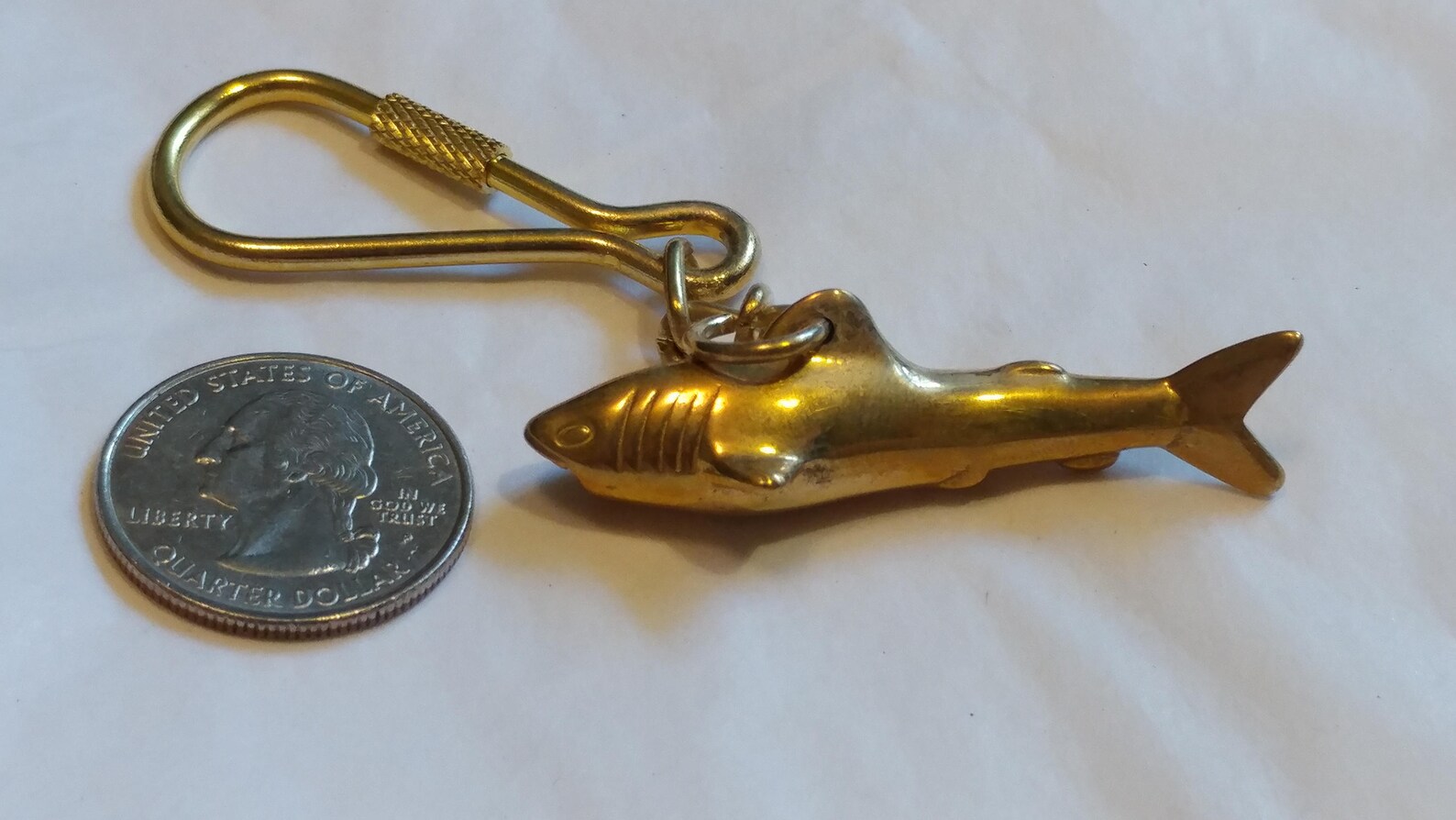 Vintage 1980's Brass Shark Keychain - Etsy