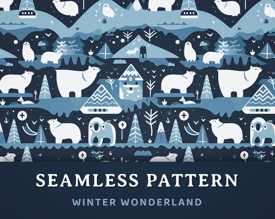 Winter Wonderland Seamless Digital Pattern, Premium Illustration ...