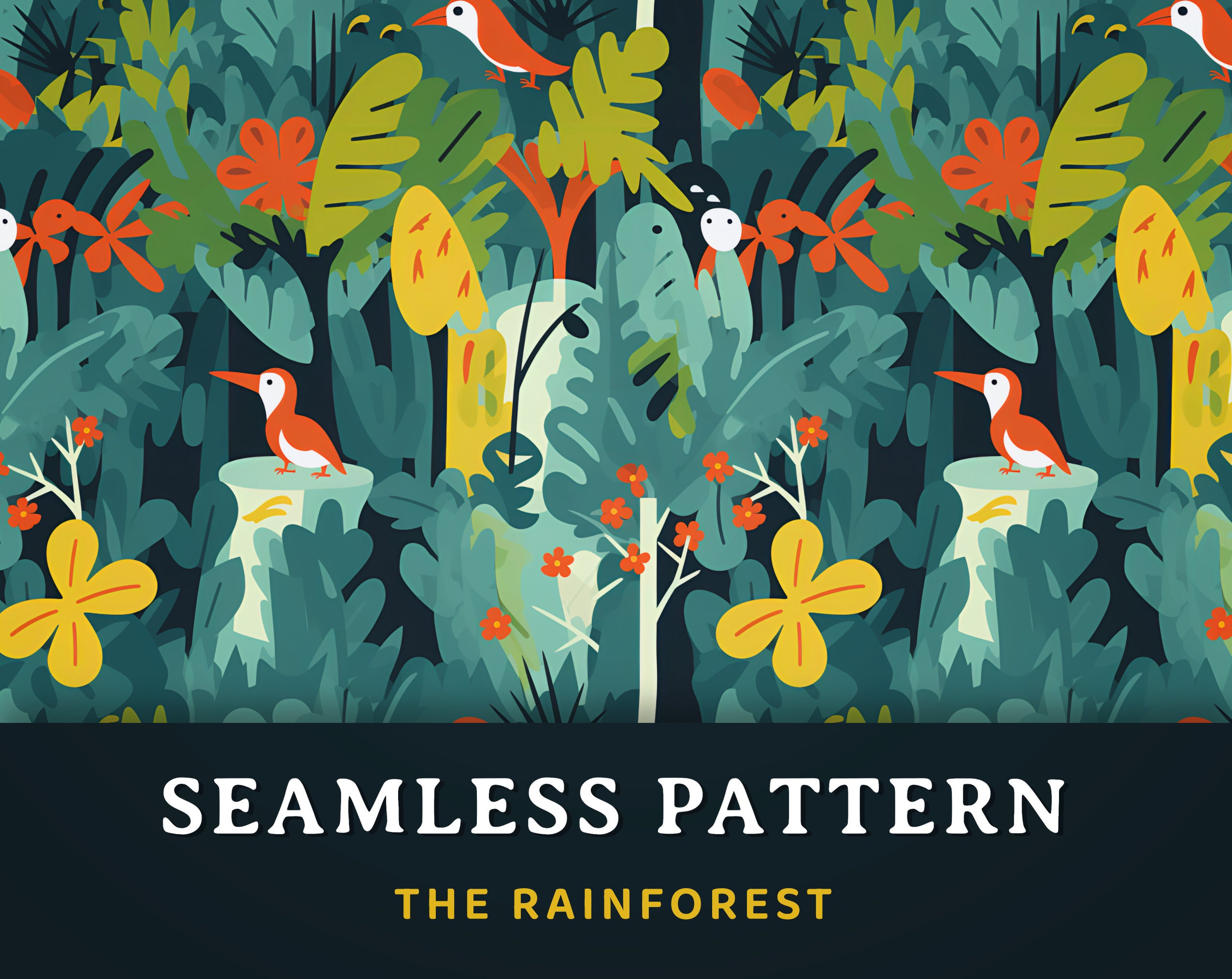 The Rainforest Seamless Digital Pattern, Premium Illustration, Digital ...