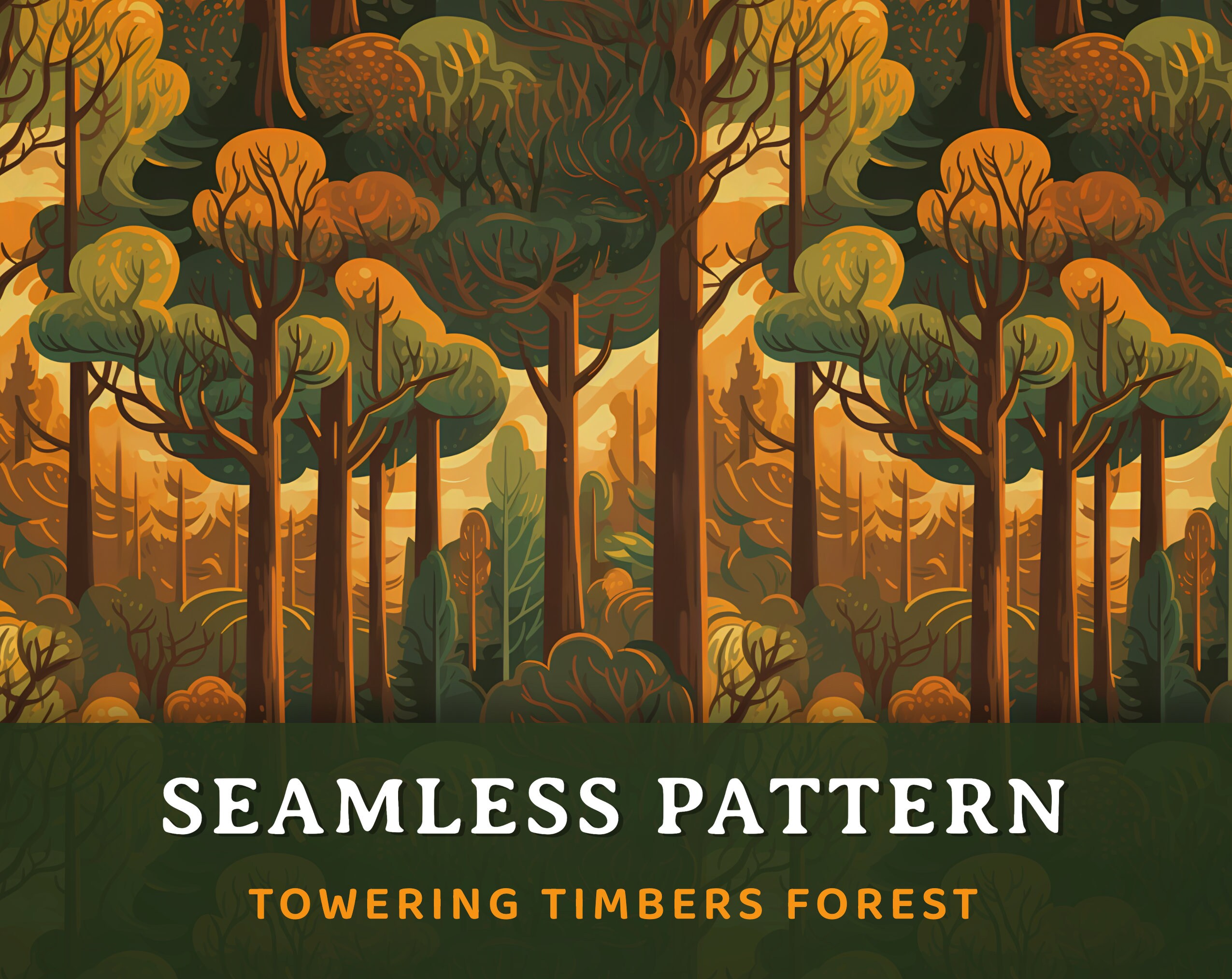 Towering Timbers Forest Seamless Digital Pattern, Premium Illustration ...