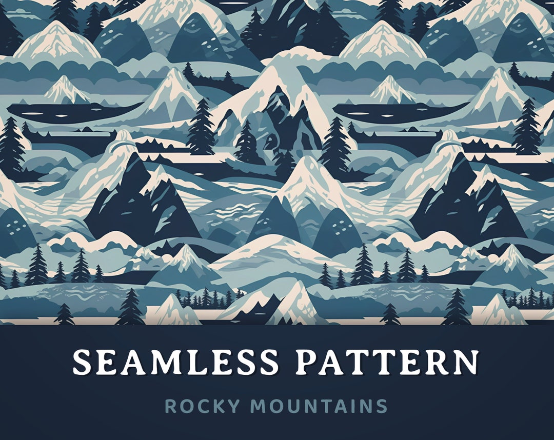 Rocky Mountains Seamless Digital Pattern, Premium Illustration, Digital ...