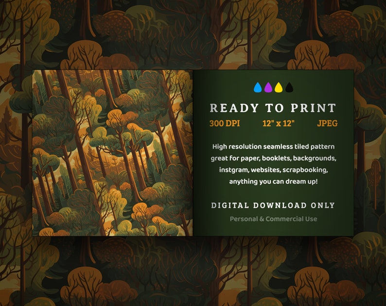 Towering Timbers Forest Seamless Digital Pattern, Premium Illustration ...