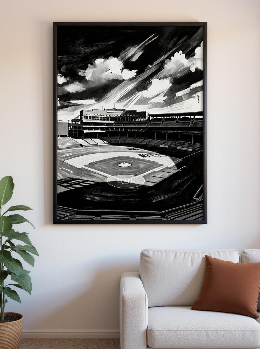 Boston Red Sox Poster, Fenway Park Stadium Print, Mid Century Modern ...