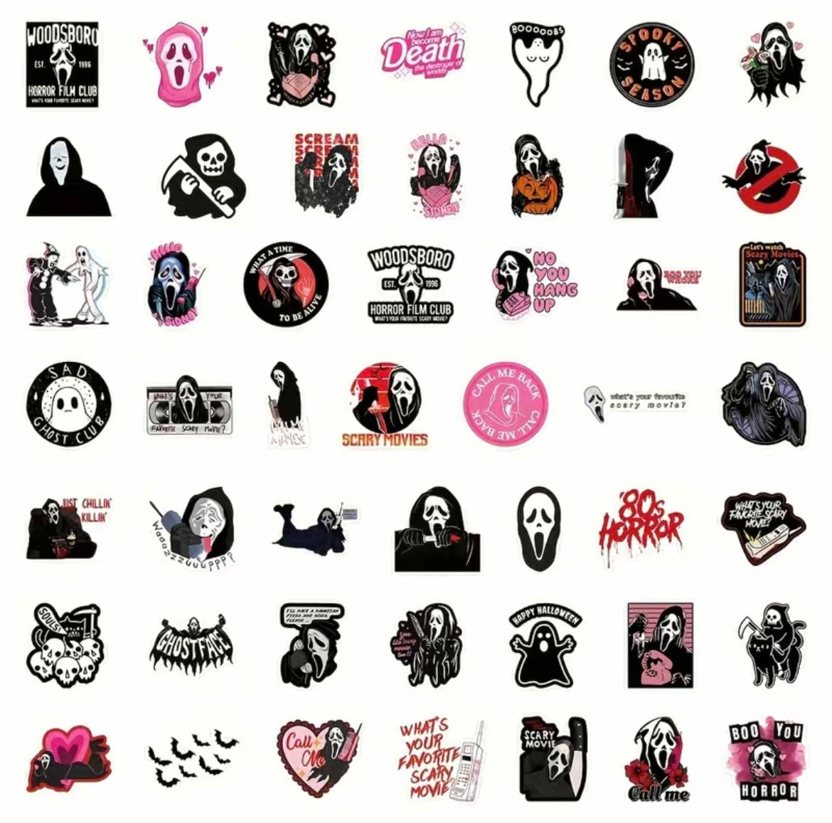 Ghostface Stickers Scream Horror Movie Character Sticker Pack Die Cut ...