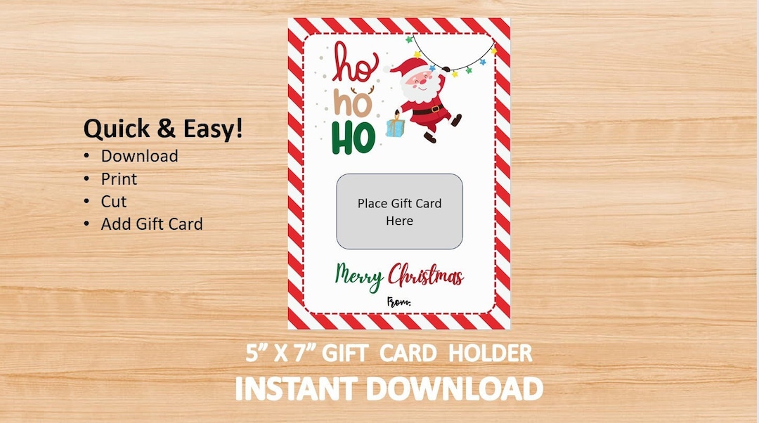 Christmas Gift Card Printable Christmas Ho Ho Ho Gift Card Holder Print ...
