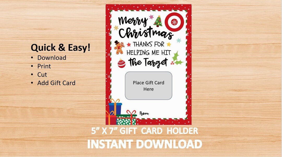 Christmas Gift Card Printable Merry Christmas Teacher Target Gift Card ...