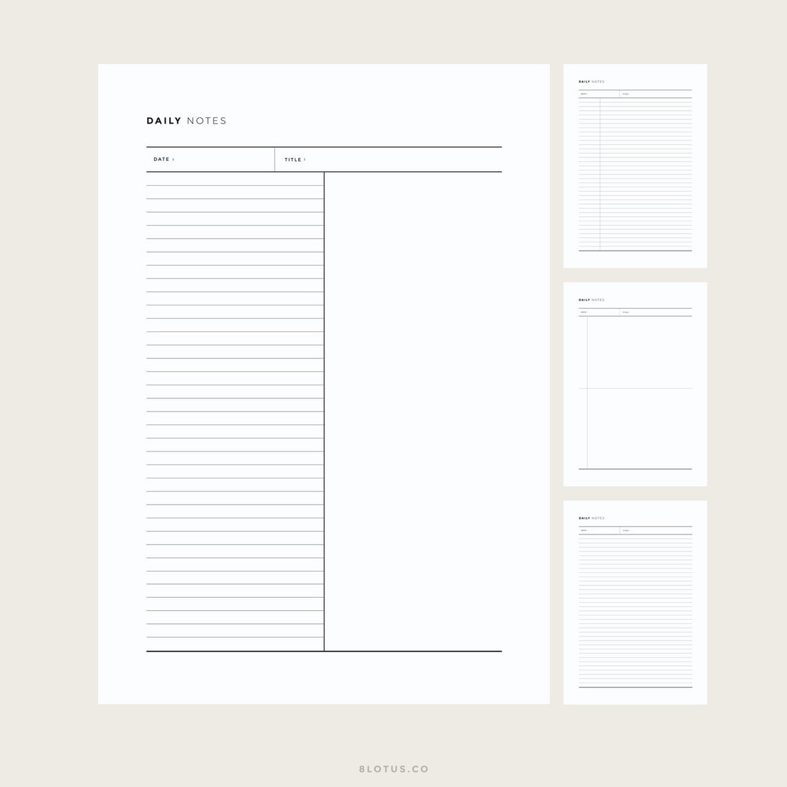 Minimalist Notes Printable L Lined Paper, Student Notes, to Do List ...