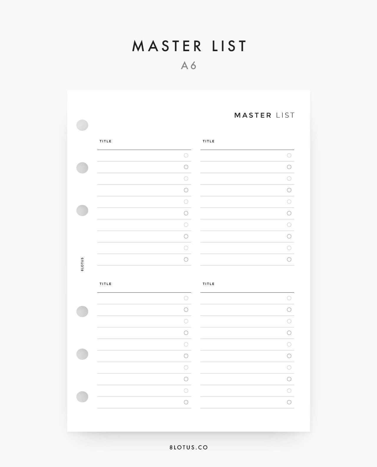 Master List A6 Printable to Do List, Shopping List, Bucket List ...