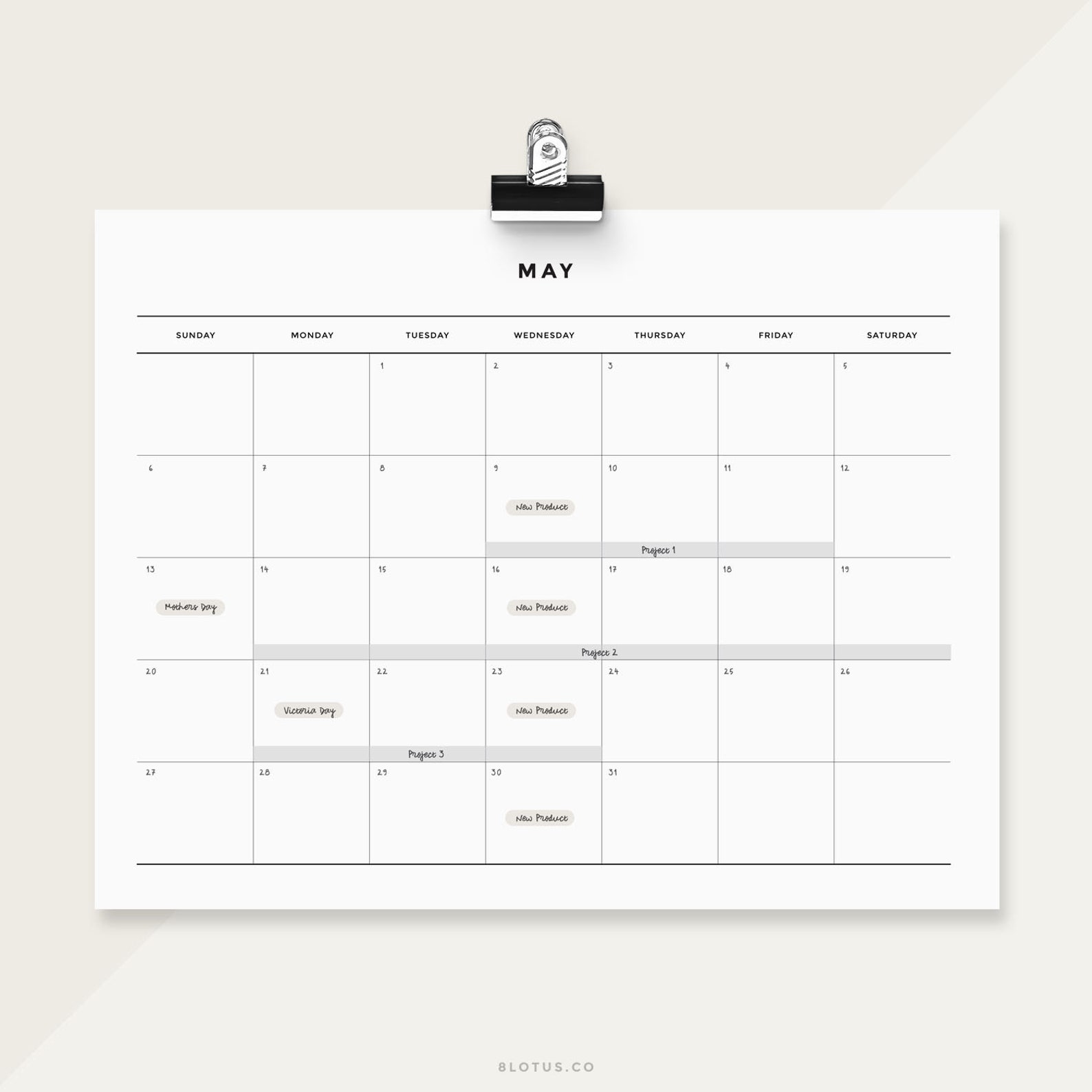 Minimalist Calendar Printable L Desk Calendar, Wall Calendar, Large ...