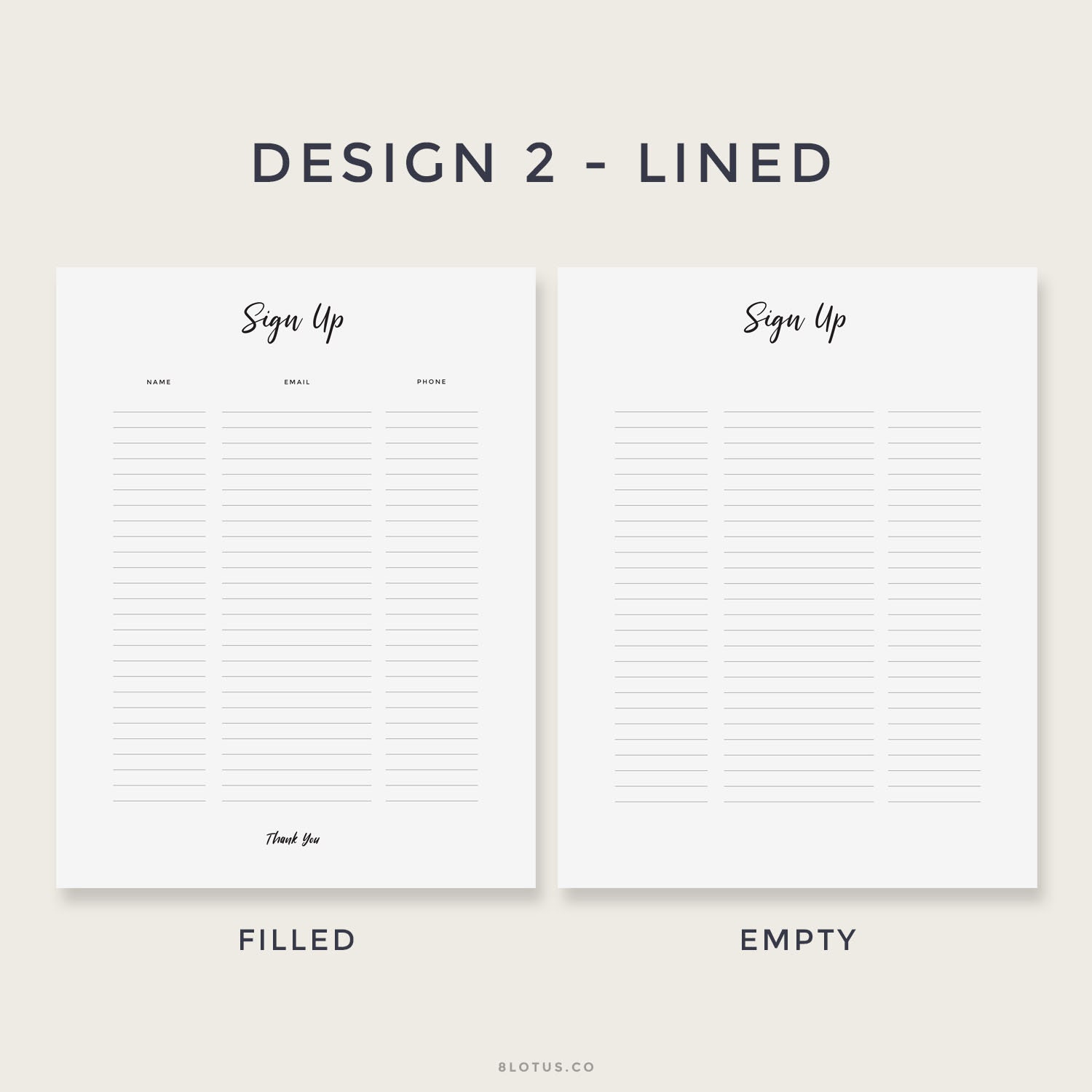 Minimalist Sign Up Sheet L Printable Sign Up Event Sign Up Sign In
