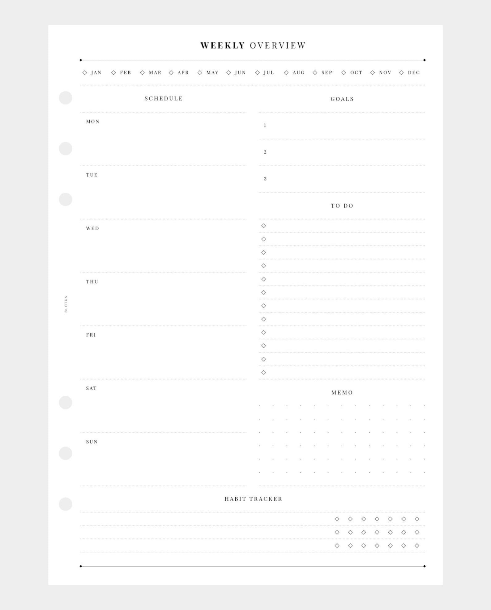 Classic Weekly Overview - A5 - Etsy