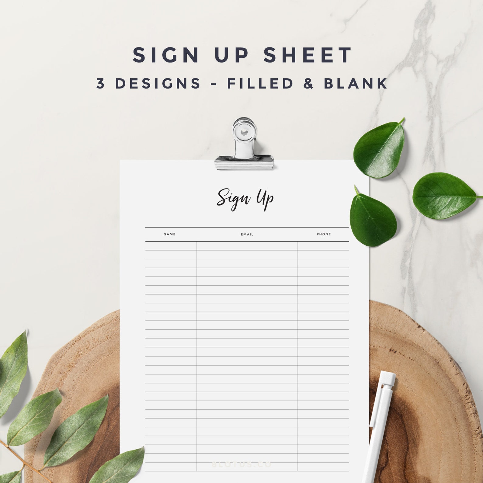 Minimalist Sign up Sheet L PRINTABLE Sign Up, Event Sign Up, Sign in ...