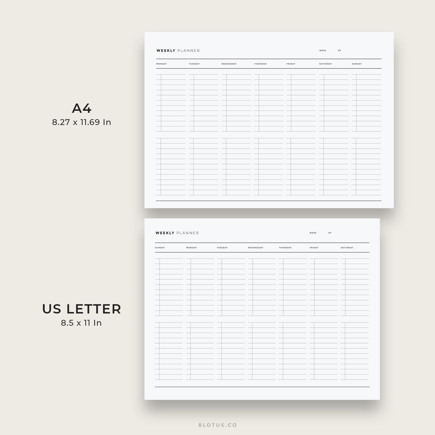 Minimalist Weekly AM PM List L Weekly Routine, Meal Planner, Goals ...