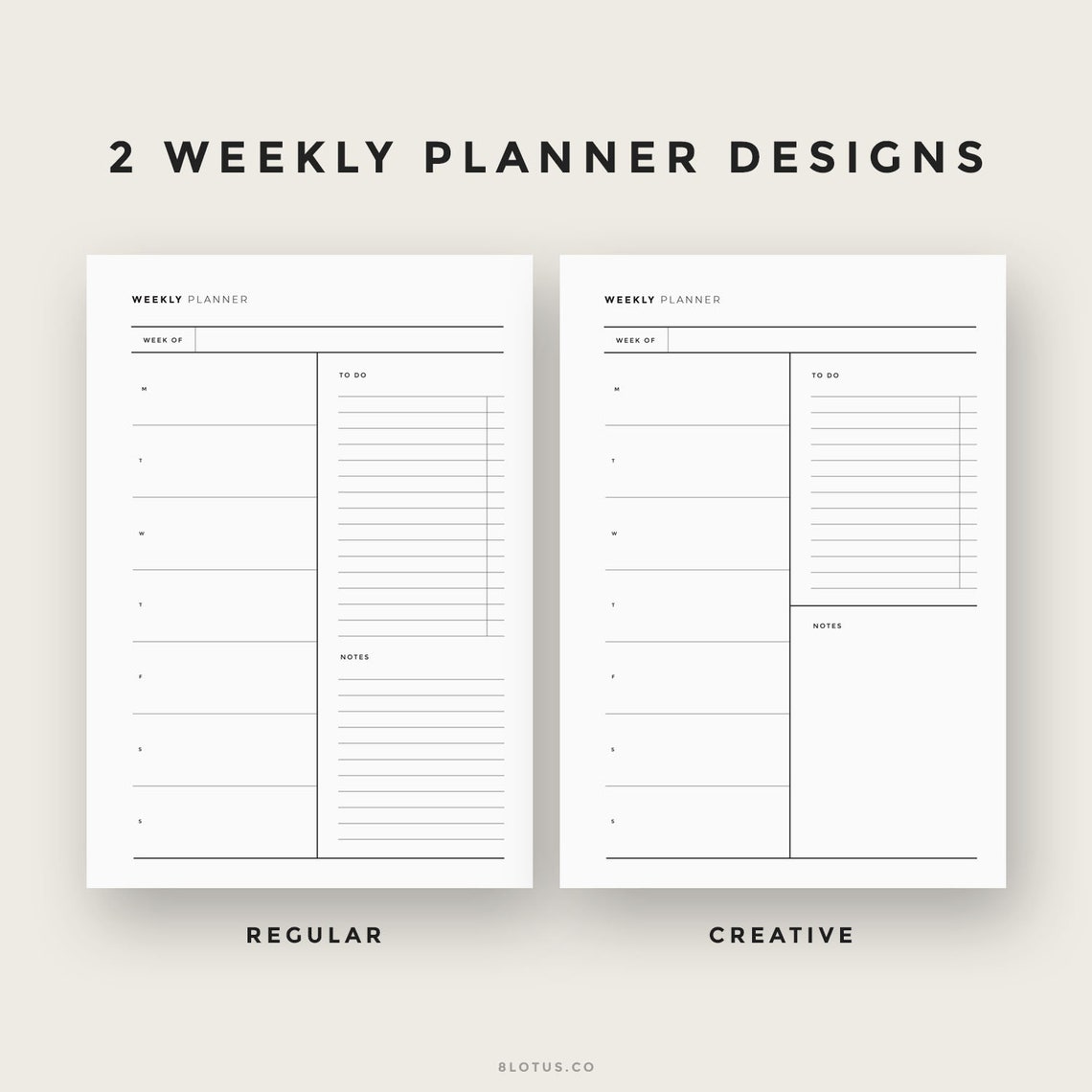 Minimalist Weekly Planner A5 HALF Size L Weekly Insert | Etsy