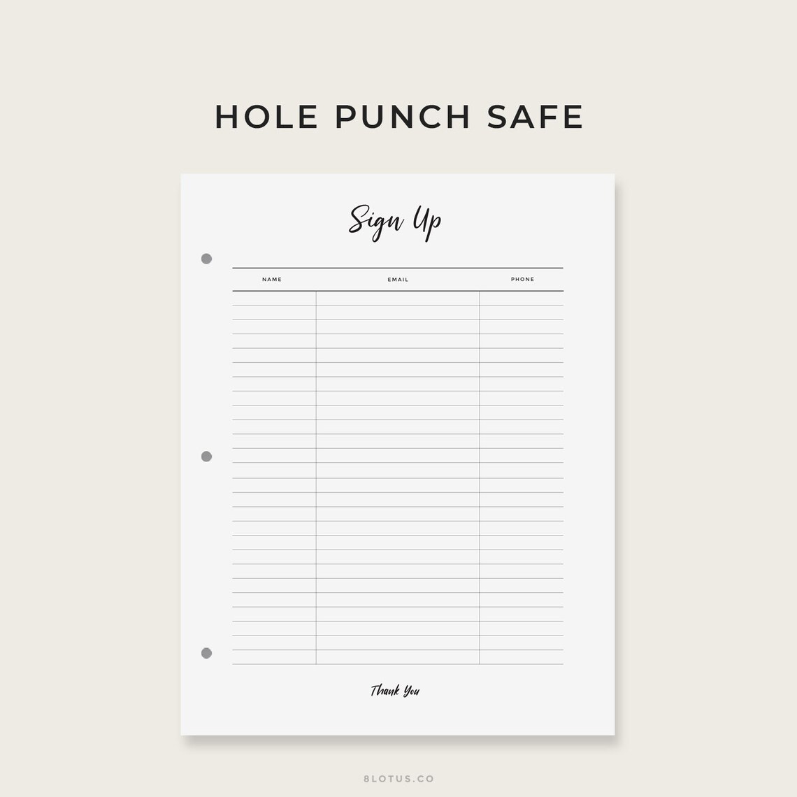 Minimalist Sign up Sheet L PRINTABLE Sign Up Event Sign Up - Etsy