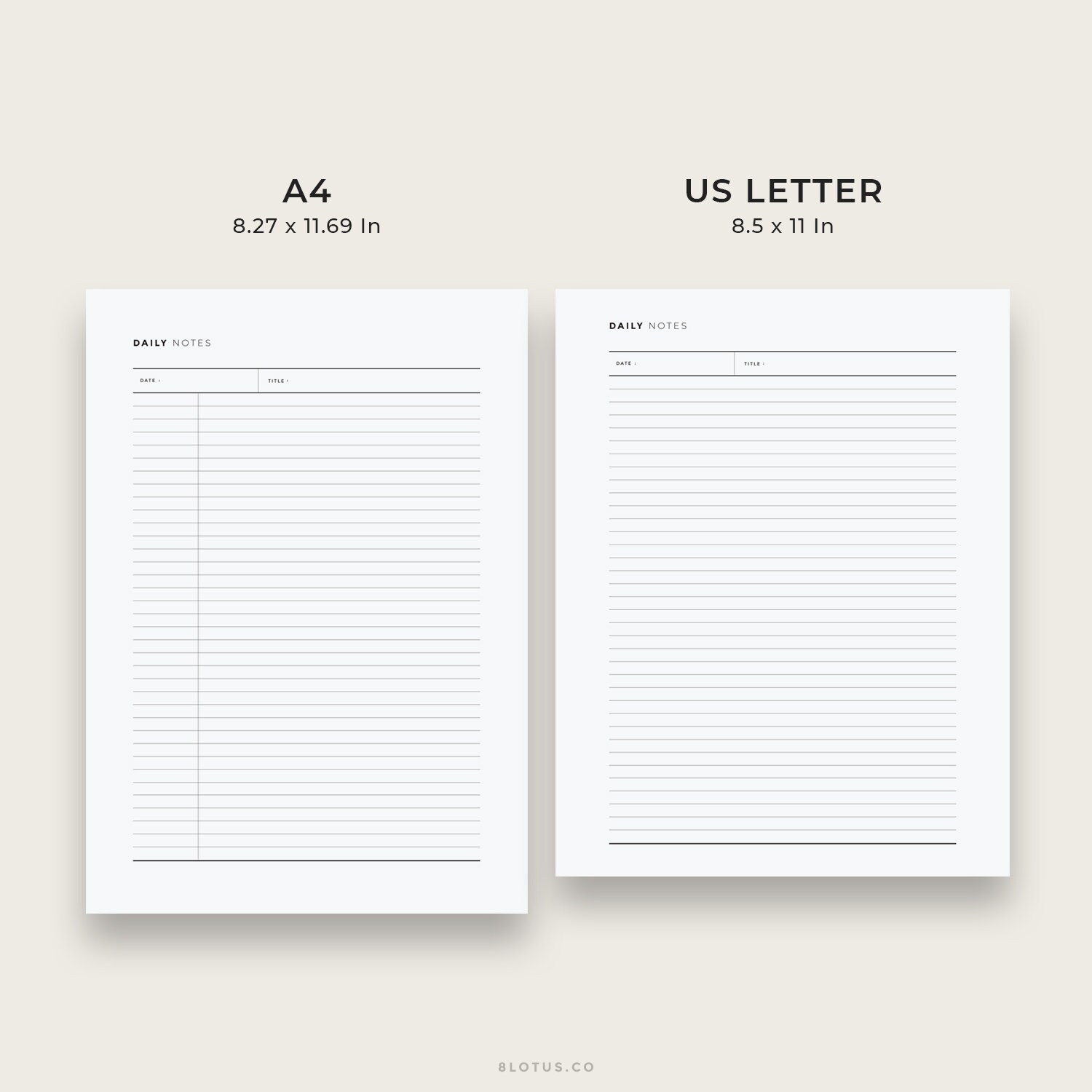 Minimalist Notes Printable L Lined Paper, Student Notes, to Do List ...