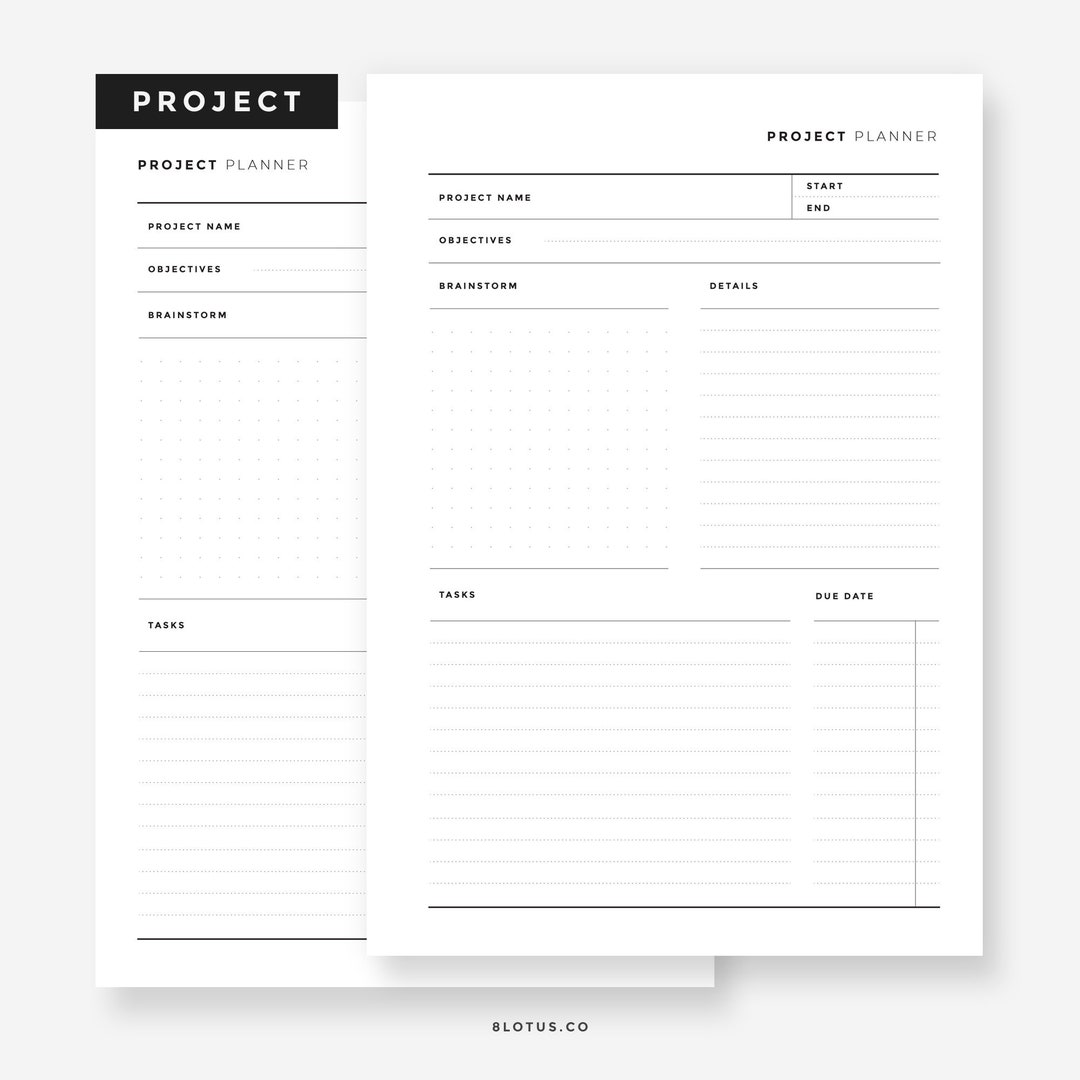 Minimalist Project Planner - A5 HALF Size L Hobby Planner, Student ...