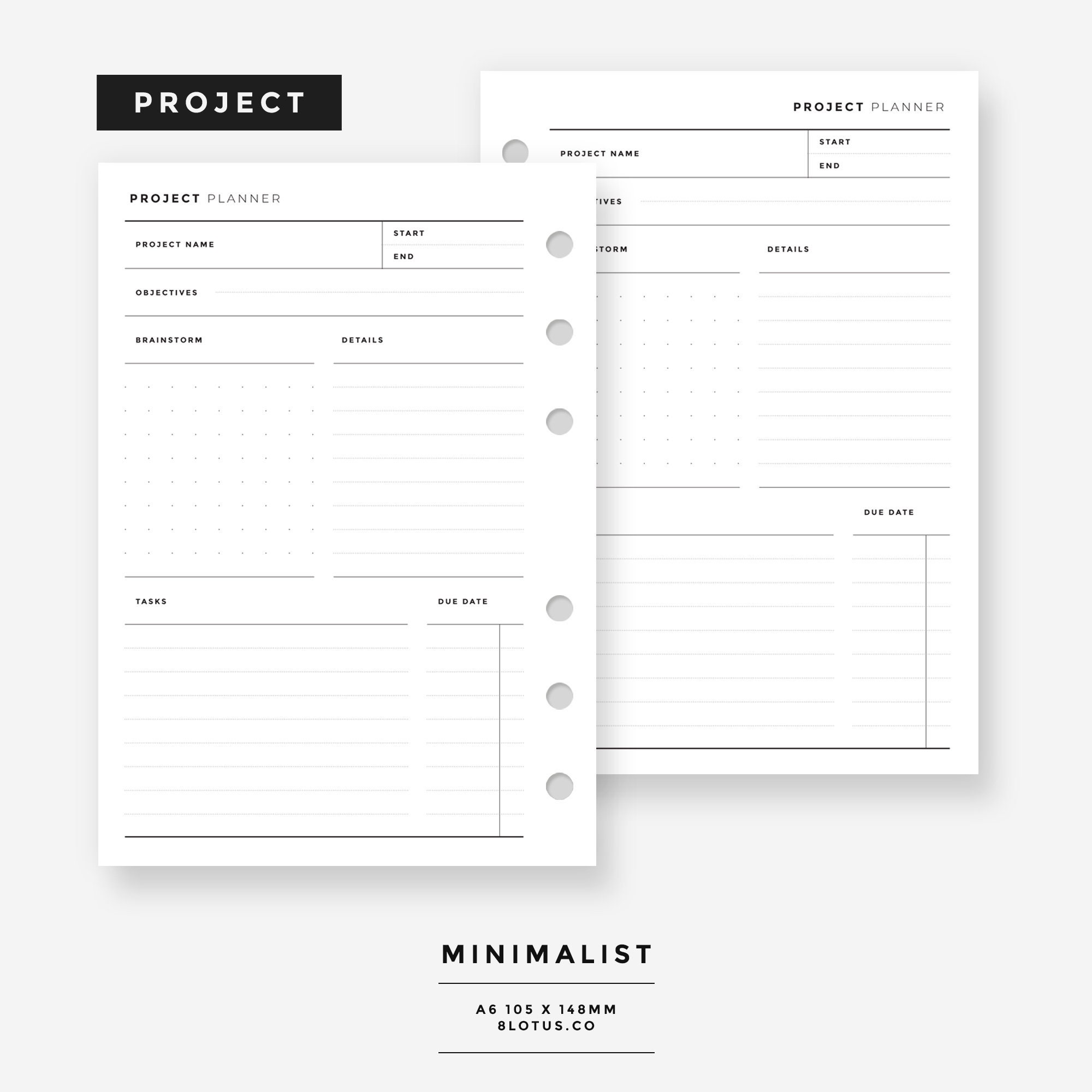 A6 Project Planner Minimalist L Project Tracker Assignment | Etsy