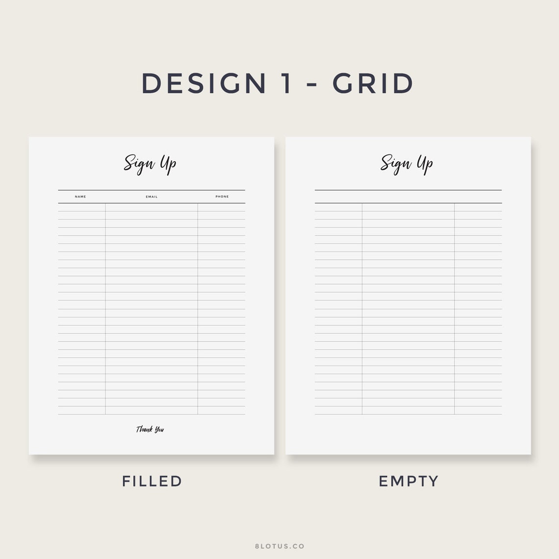 Minimalist Sign up Sheet L PRINTABLE Sign Up Event Sign Up | Etsy