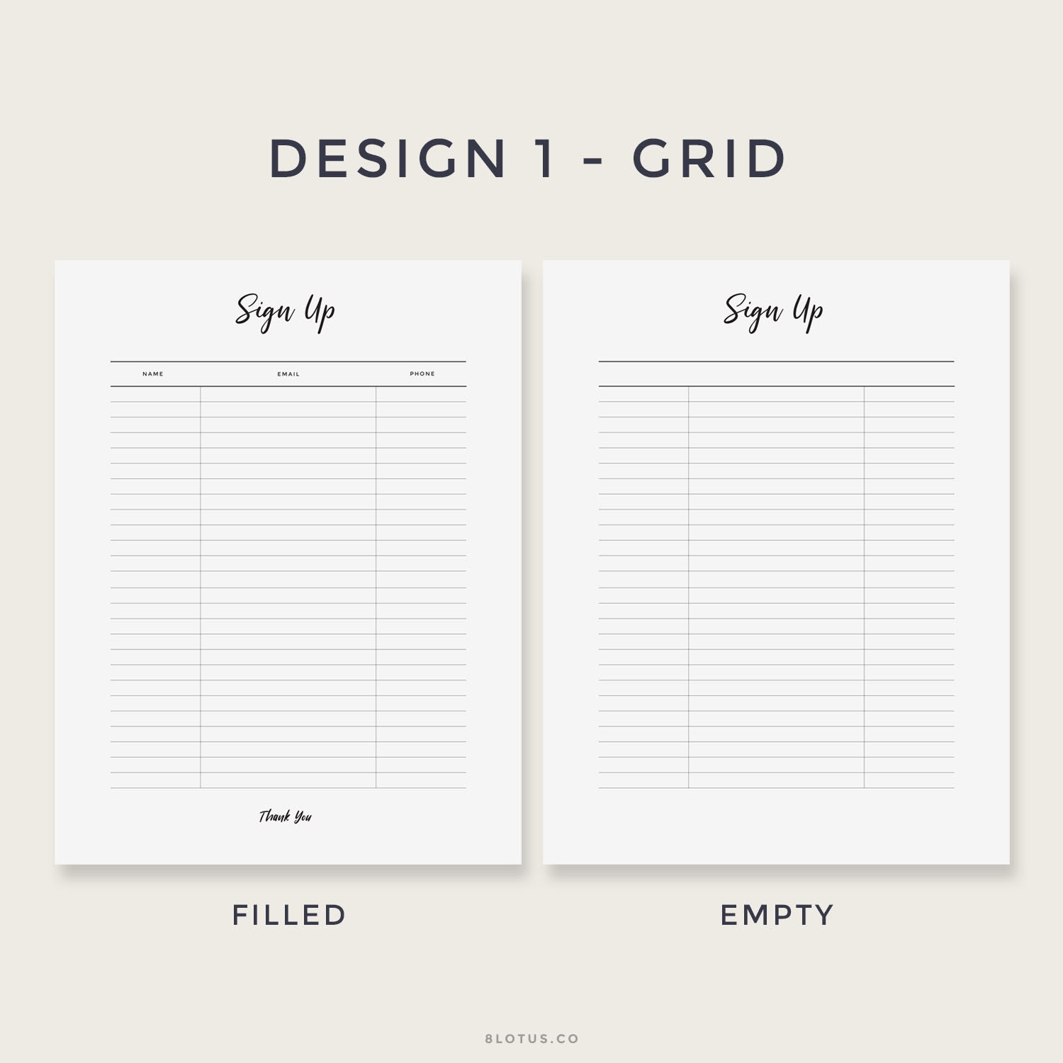 Minimalist Sign up Sheet L PRINTABLE Sign Up, Event Sign Up, Sign in ...