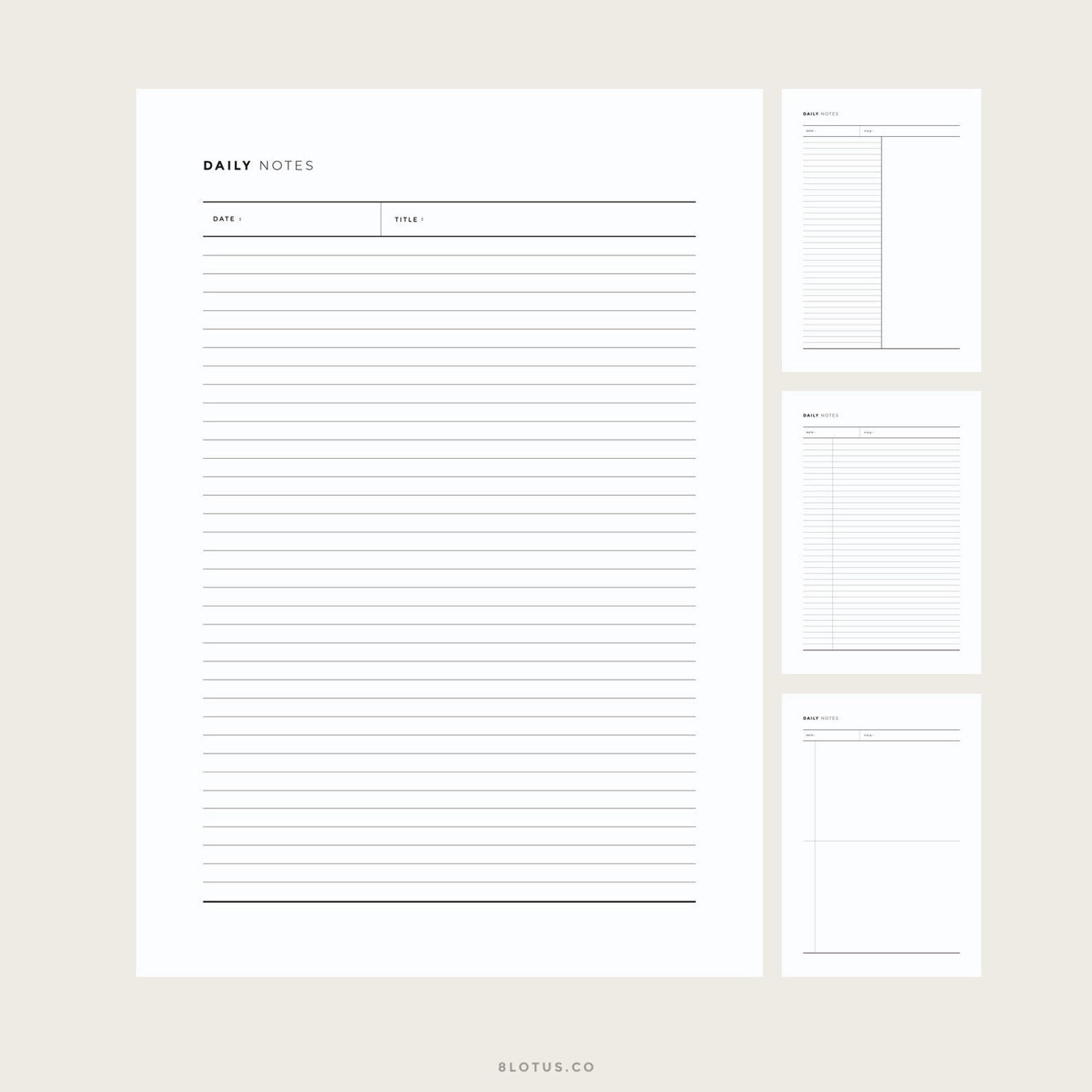 Minimalist Notes Printable L Lined Paper, Student Notes, to Do List ...