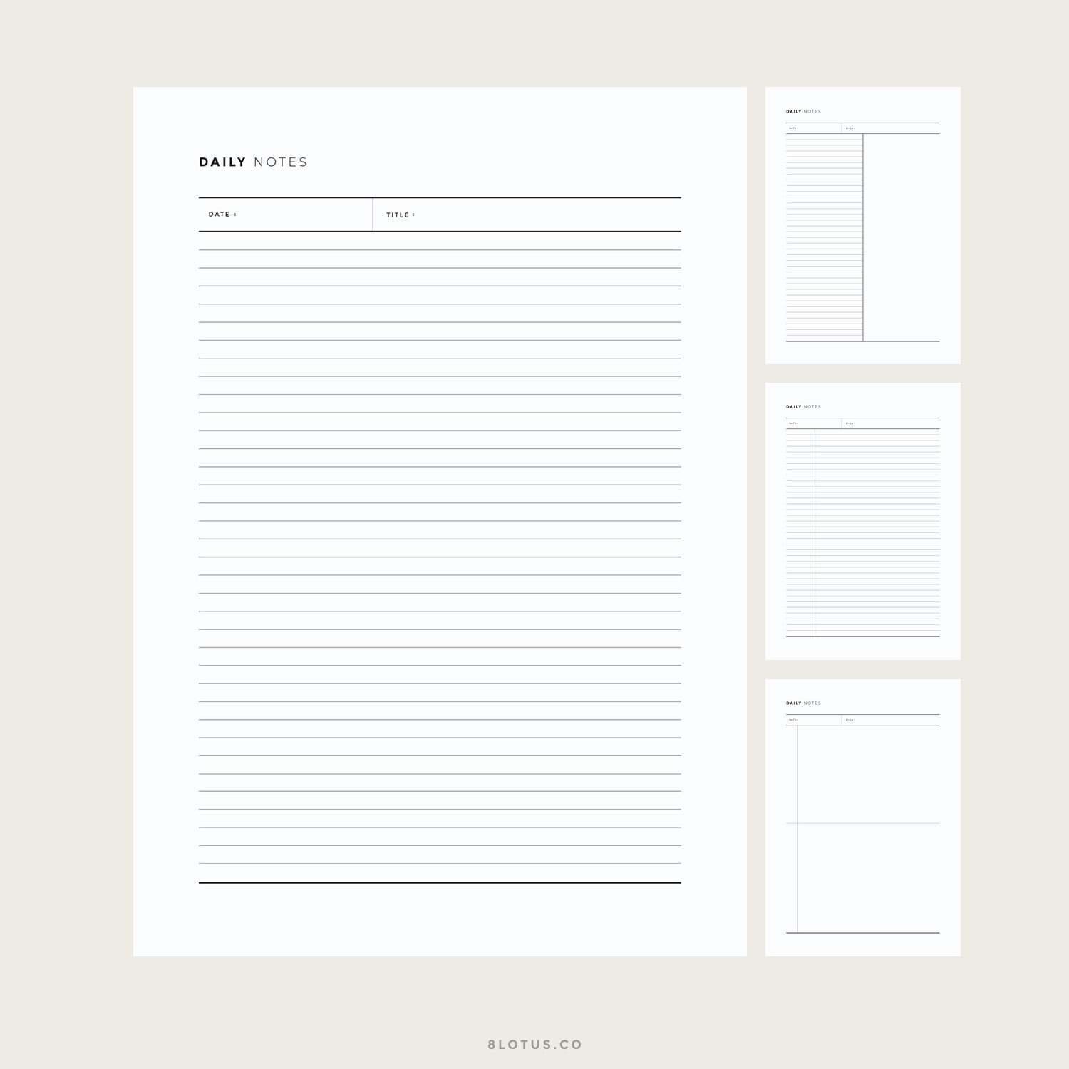 Minimalist Notes Printable l Lined Paper Student Notes To Do | Etsy