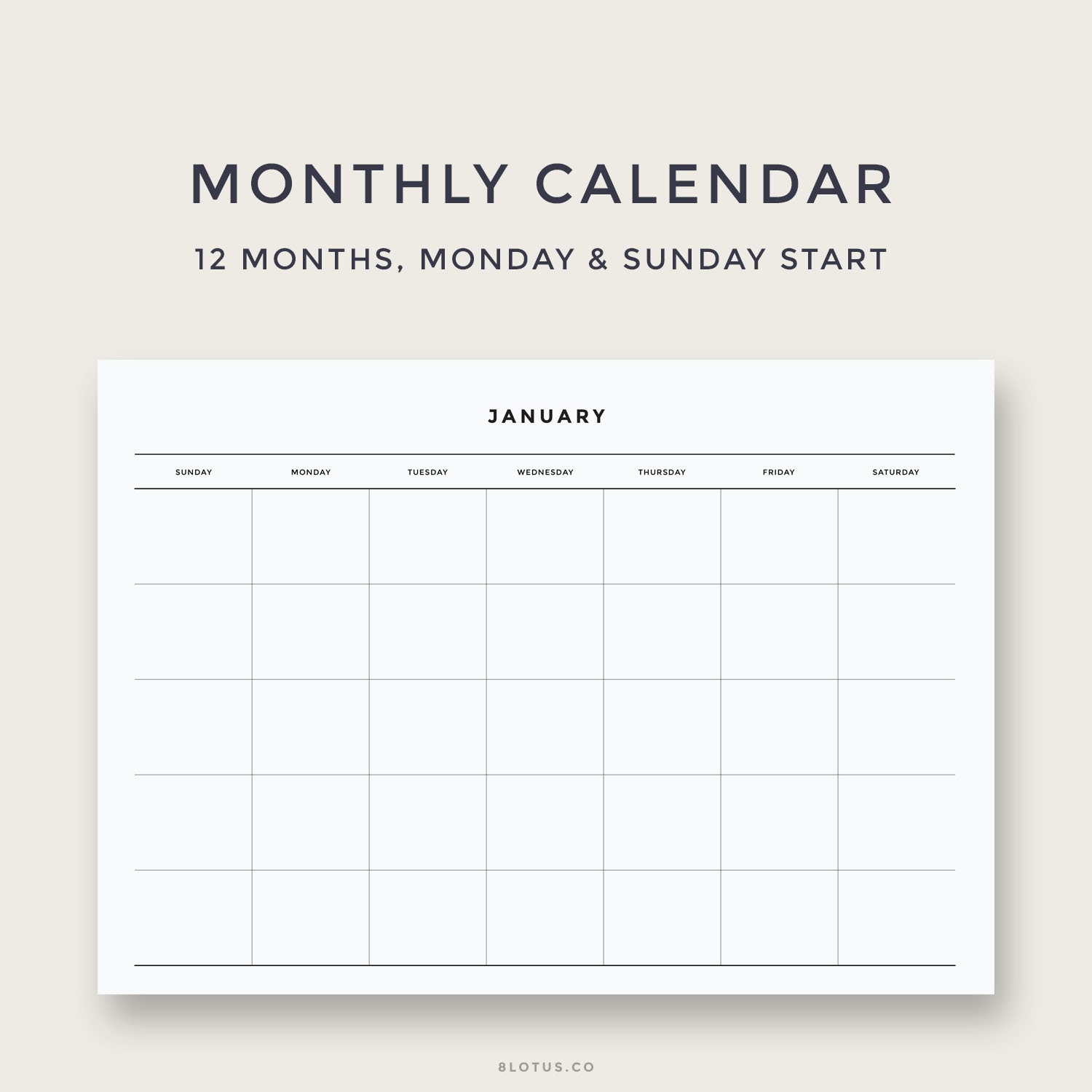 Minimalist Calendar Printable L Desk Calendar Wall Calendar | Etsy