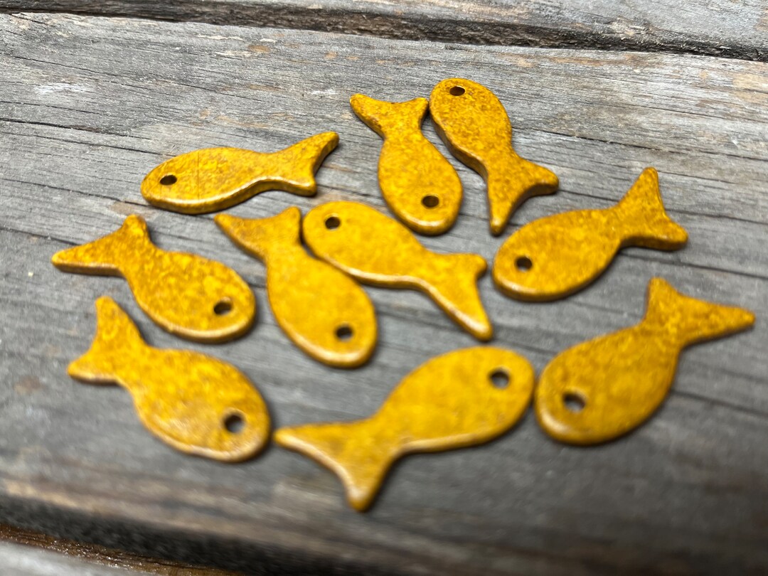 10x Mustard Yellow Clay Fish Jewellery Making Ceramic Sea Beads - Etsy