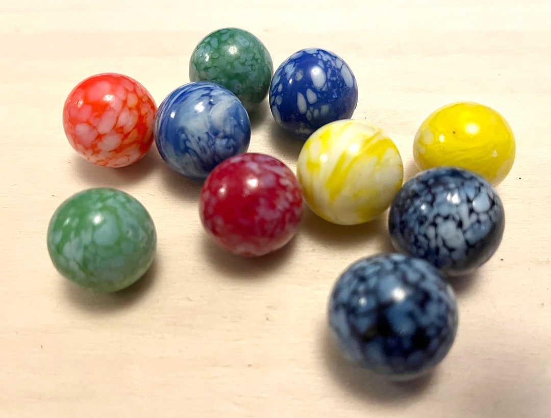 10 X Medium Multi Colour Spotty Marbles Toy Games Vintage Historical ...