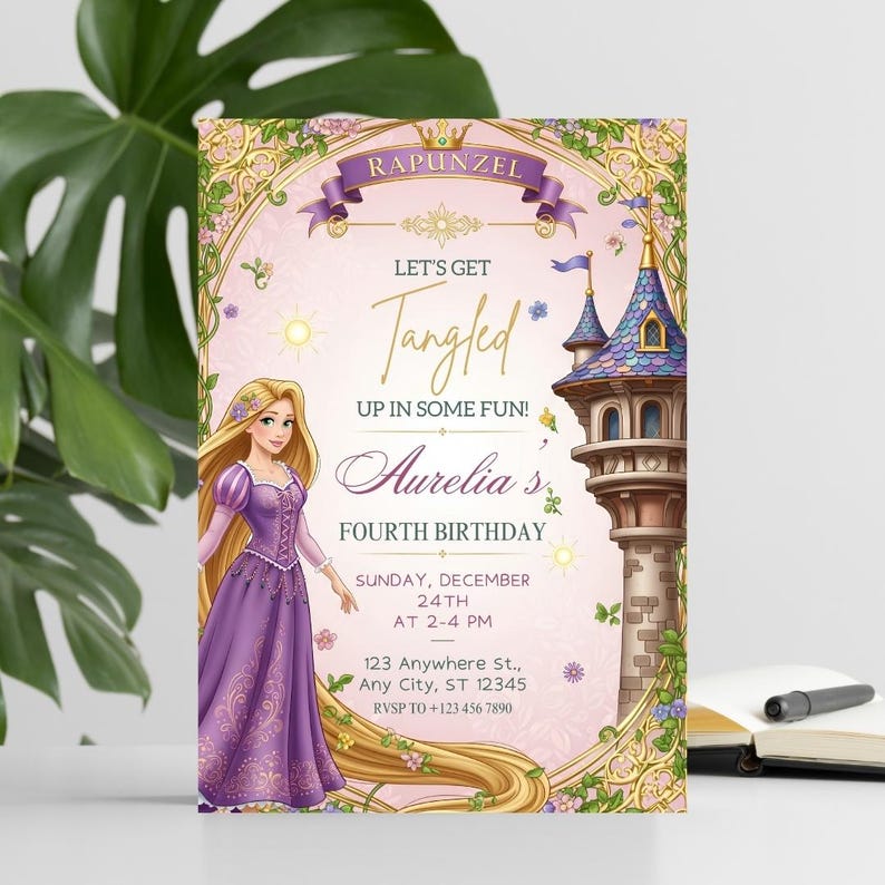 Editable Rapunzel Birthday Invitation, Tangled Theme Party, Princess ...