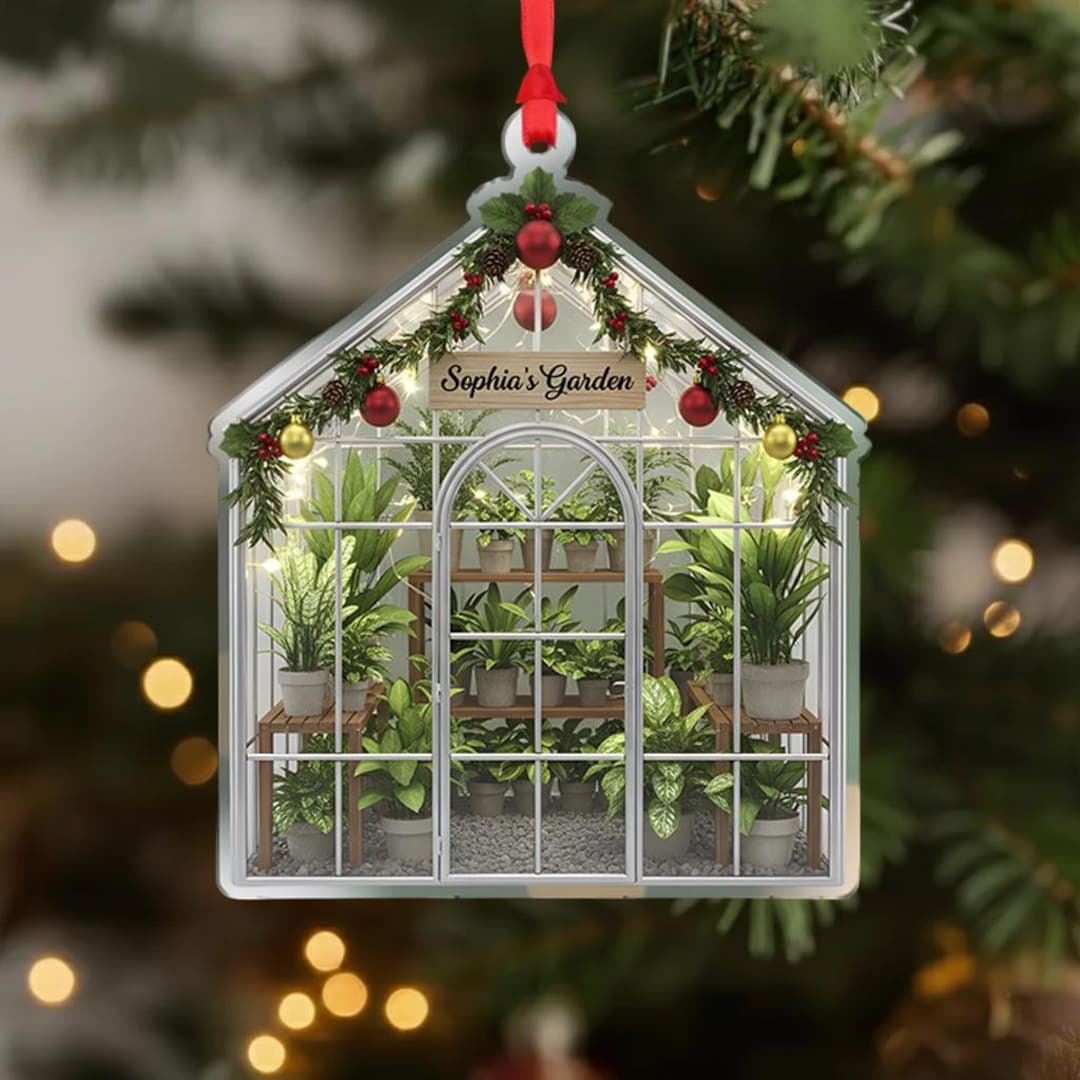 Personalized 2D FLAT Greenhouse Ornament, Botanical Garden Christmas ...