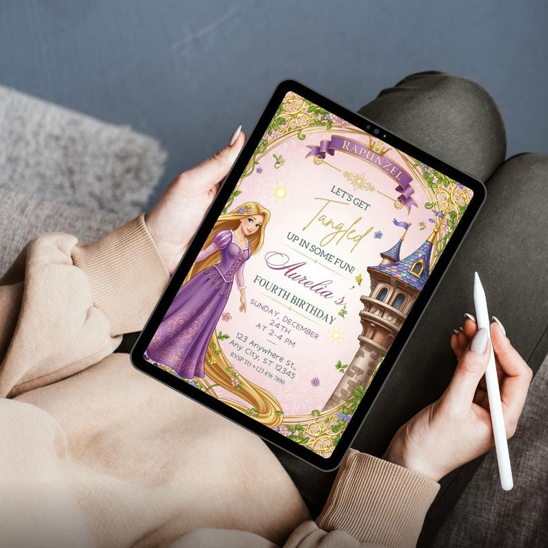 Editable Rapunzel Birthday Invitation, Tangled Theme Party, Princess ...
