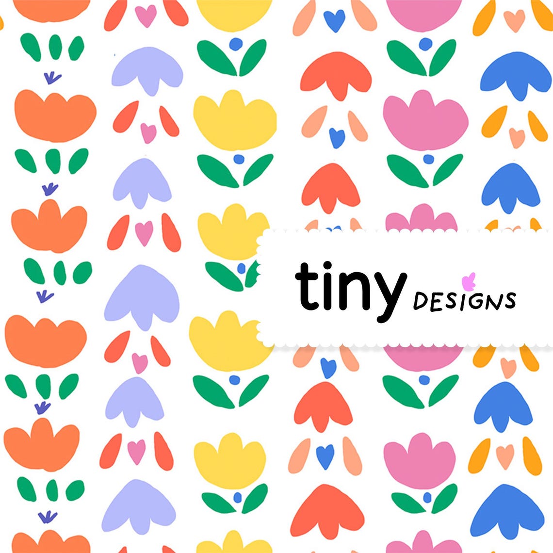 Boho Flower Stripe Pattern – Butter Yellow, Poppy Red, Sunset Orange ...