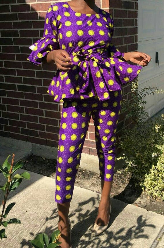 African print women clothing ankara print 2 pcs set of peplum | Etsy