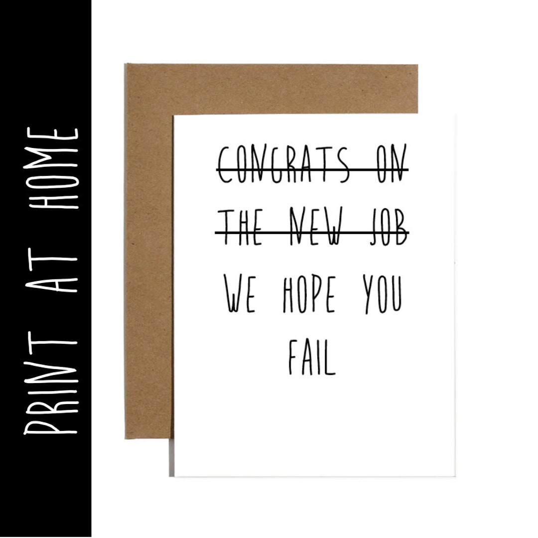 INSTANT DOWNLOAD: We Hope You Fail Card Card for Boss Work - Etsy