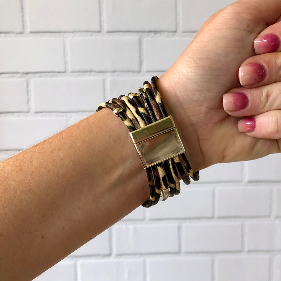 Leopard Apple Watch Cuff Bracelet Band With Gold Magnetic - Etsy