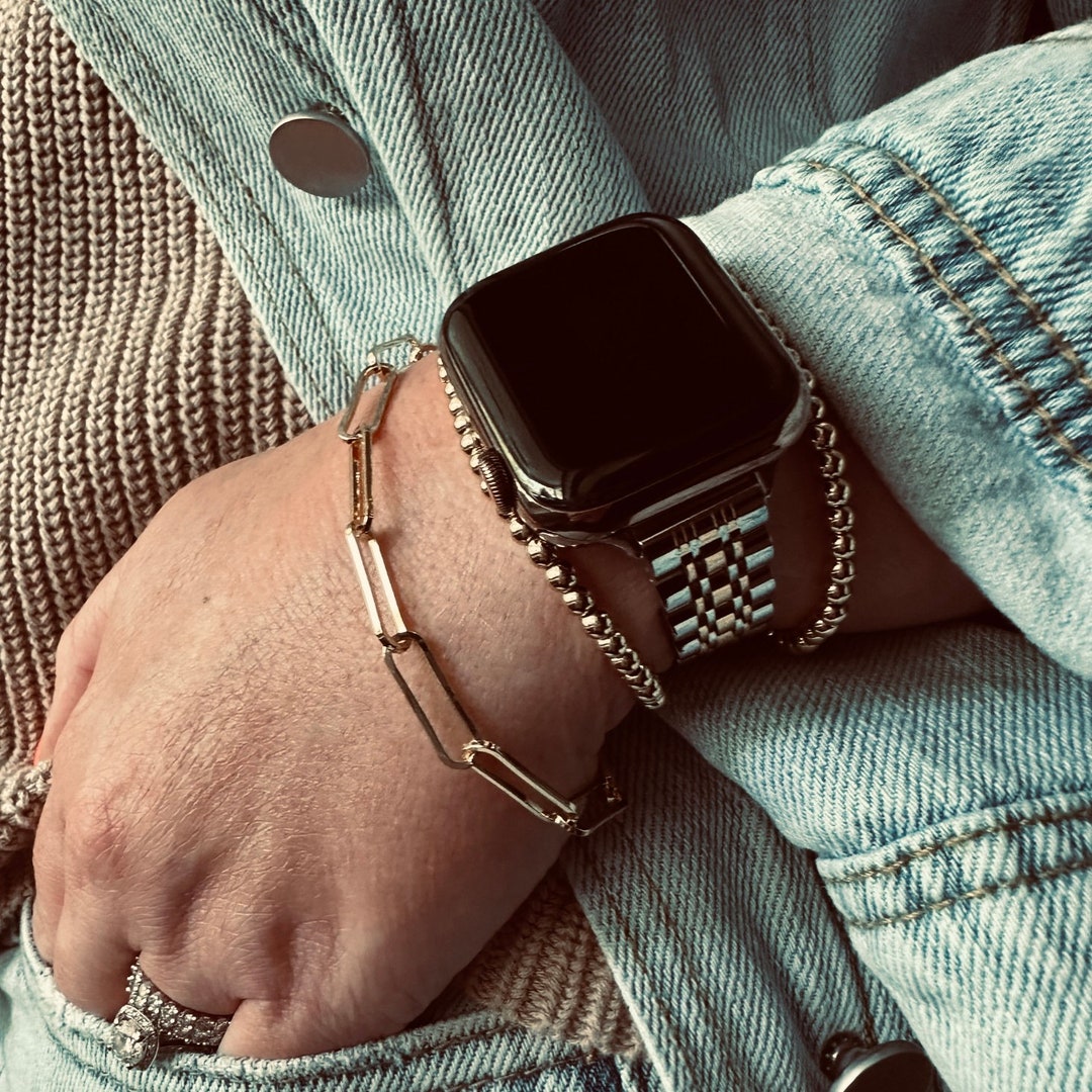 Mixed Metal Stainless Steel Apple Watch Band and Bracelet Stack by ...