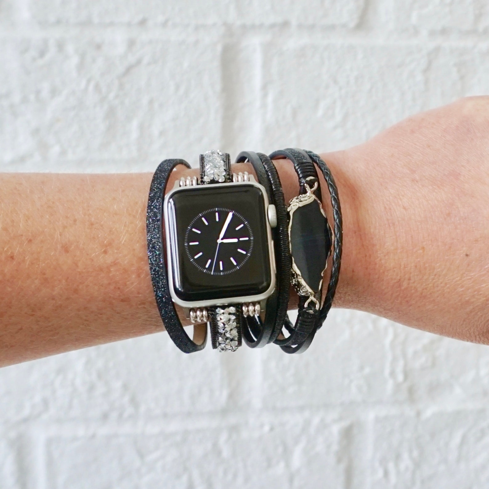 Unique Multi Layer Black Apple Watch Cuff Bracelet Band Black - Etsy