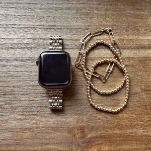 Mixed Metal Stainless Steel Apple Watch Band and Bracelet Stack by ...