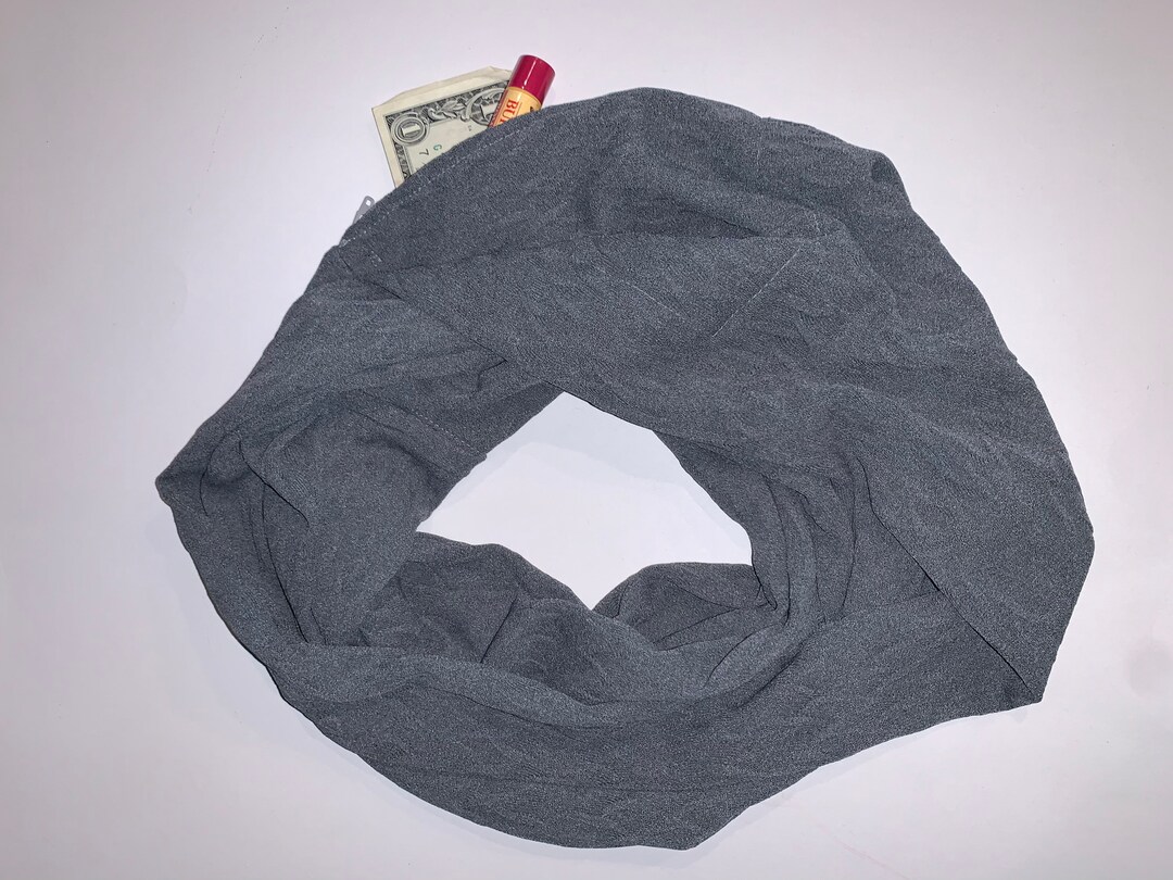 Light Grey Textured Infinity Hidden Pocket Scarf - Etsy