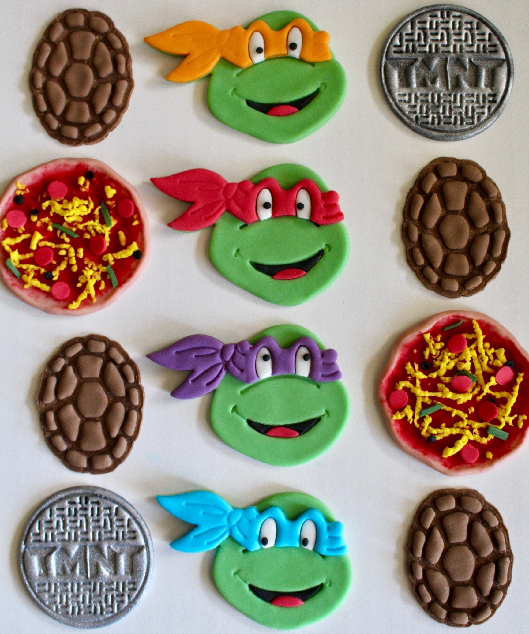12 TMNT Ninja Turtles Fondant Cupcake Toppers - Etsy