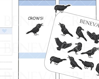 Crow Silhouette Stickers One Inch Round Seals - Etsy