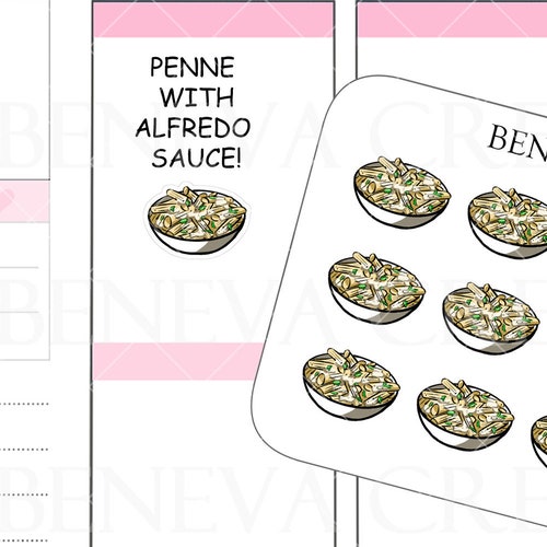 Penne Stickers Pasta Stickers Pasta Night Food - Etsy