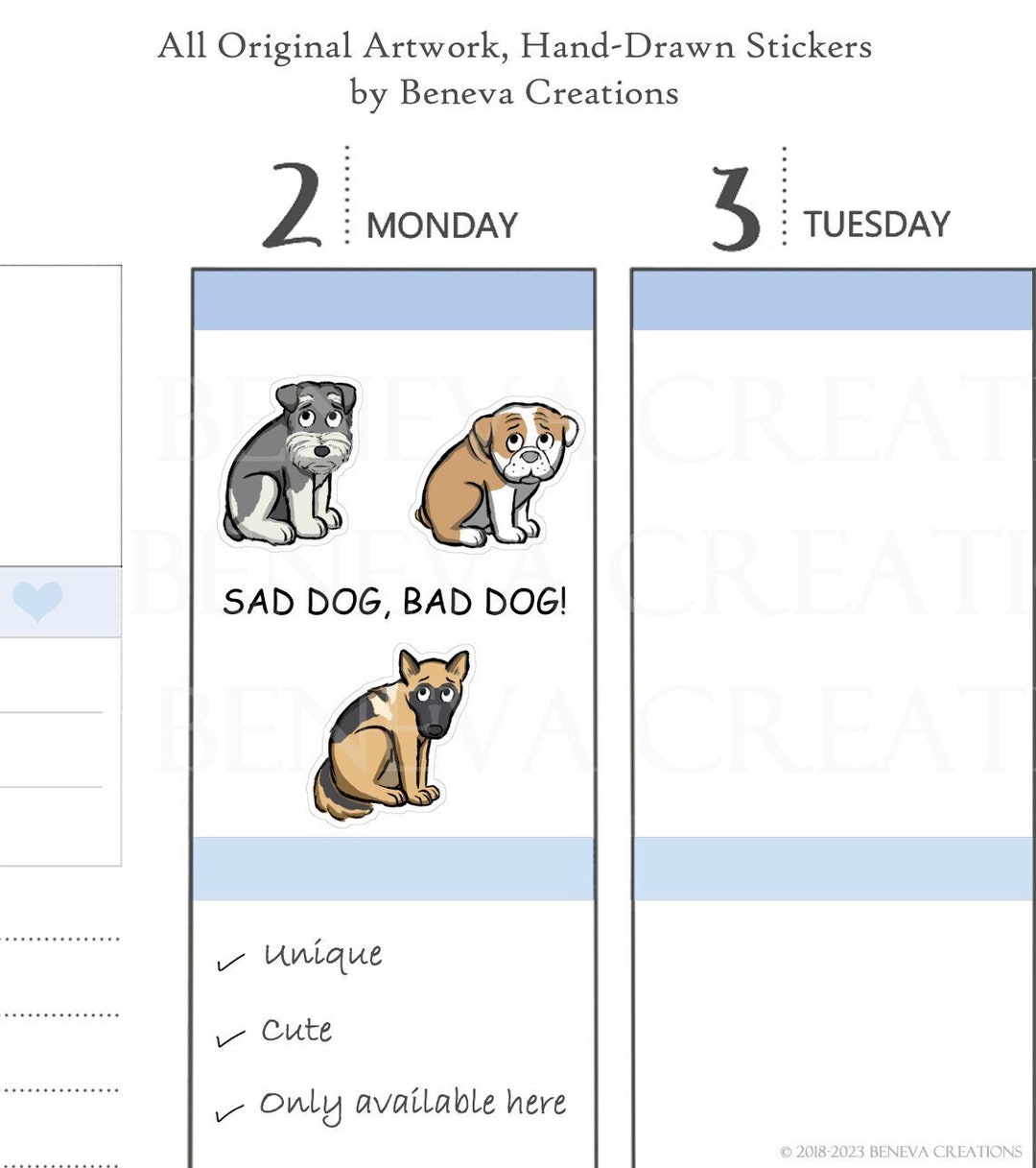 Sad Dog Stickers- Bad Dog Stickers -pet Stickers- Dog Behaviour ...