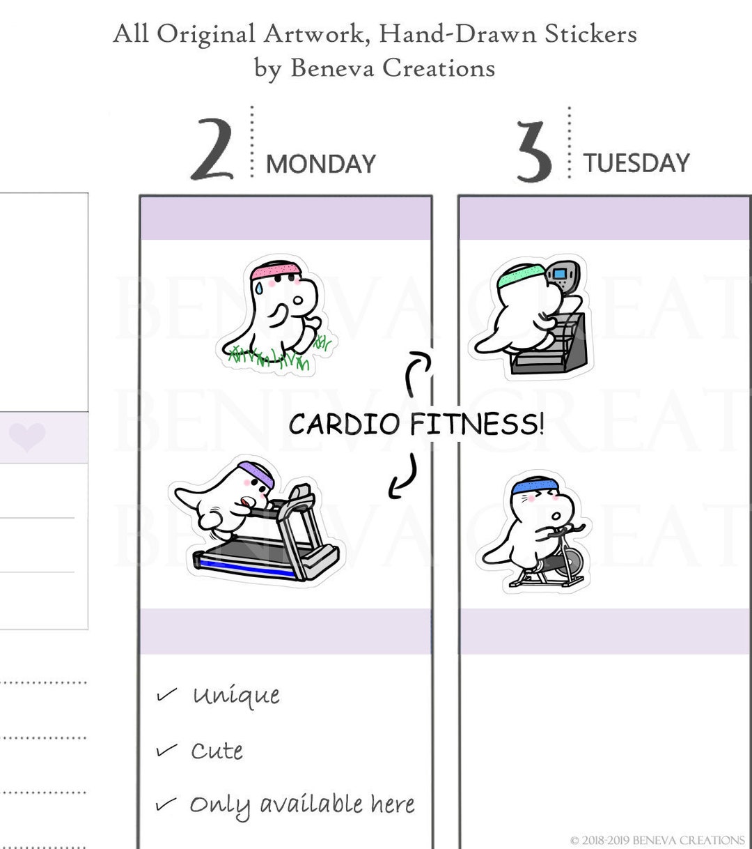 Cardio Stickers -fitness Stickers -workout Planner Stickers -treadmill ...